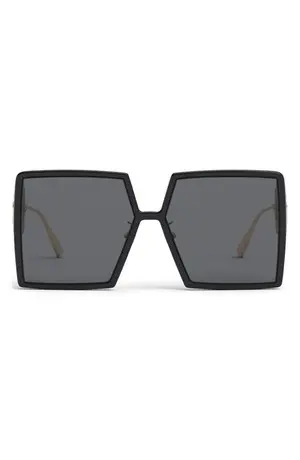 Dior 30montaigne Su 58mm Square Sunglasses - Shiny Black/smoke Polarized
