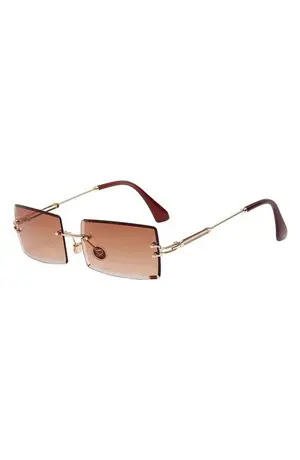 FIFTH & NINTH Miami Rectangle Sunglasses - Gold/amber