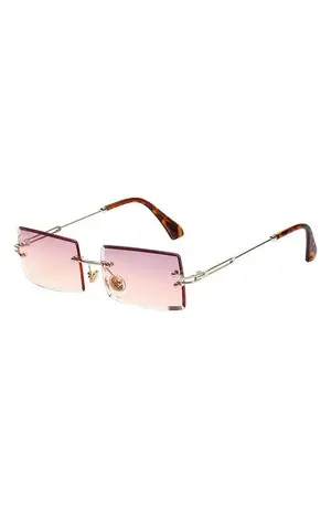 FIFTH & NINTH Miami Rectangle Sunglasses - Gold/pink