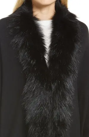 La Fiorentina Ruana With Faux Fur Trim