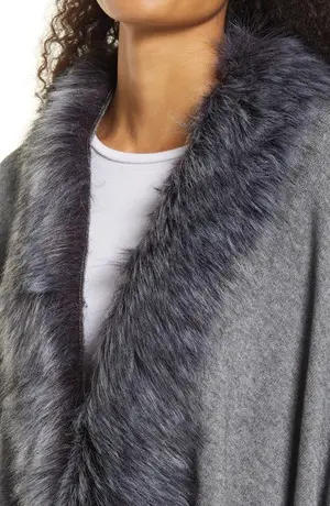 La Fiorentina Ruana With Faux Fur Trim