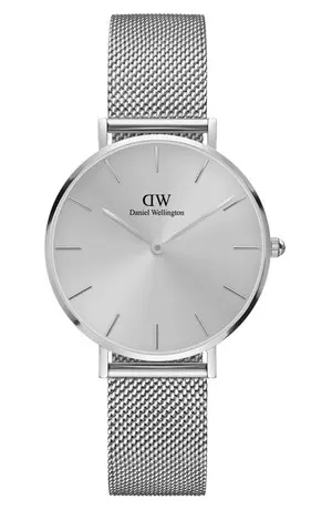 DANIEL WELLINGTON Petite Evergold Mesh Strap Watch - Silver Unitone