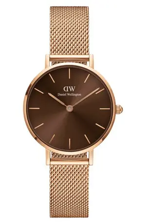 DANIEL WELLINGTON Daniel Wellington Petite Melrose Mesh Watch Rose Gold/ Amber
