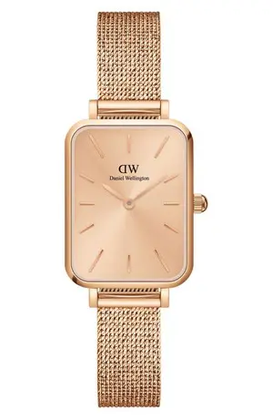 DANIEL WELLINGTON Quadro Unitone Mesh Strap Watch - Rose Gold Unitone