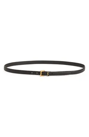 Saint Laurent Logo Slim Leather Belt - 1000 Nero