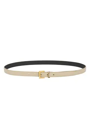 Saint Laurent Saint Laurent Logo Slim Leather Belt Sea Salt