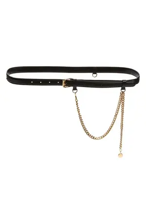 Stella McCartney Chain Detail Faux Leather Belt - Black