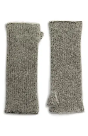 OPEN EDIT Open Edit Fingerless Rib Gloves Grey Silk