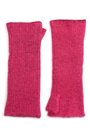 OPEN EDIT Open Edit Fingerless Rib Gloves Pink Knockout