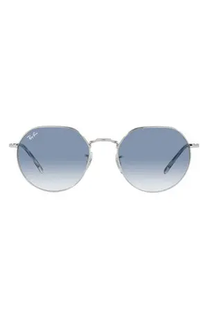 Ray-ban Ray-Ban Jack Round Frame Sunglasses Silver / Clear Gradient Blue