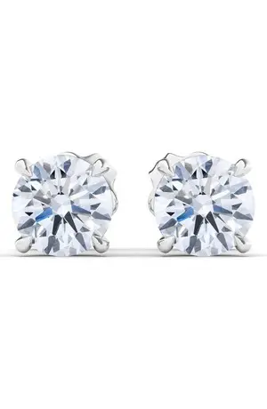 HAUTECARAT HauteCarat Round Stud Earrings 3.00 Ctw White Gold