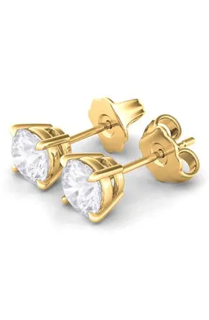 HAUTECARAT Round Stud Earrings - 3.00 Ctw Yellow Gold