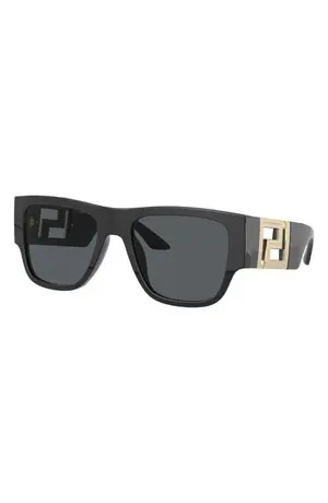 Versace 57mm Rectangular Sunglasses - Black/dark Grey