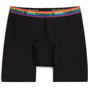 TOMBOYX First Line Stretch Cotton Period 9-inch Boxer Briefs Black Rainbow