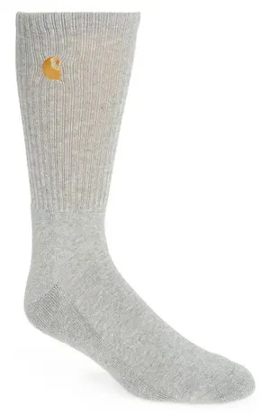 Carhartt Work In Progress Chase Crew Socks - Grey Heather/gold