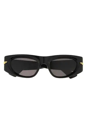 Bottega Veneta 51mm Rectangular Sunglasses - Black
