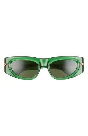 Bottega Veneta 51mm Rectangular Sunglasses Green