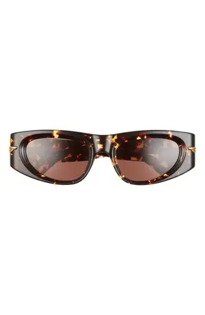 Bottega Veneta 51mm Rectangular Sunglasses Havana