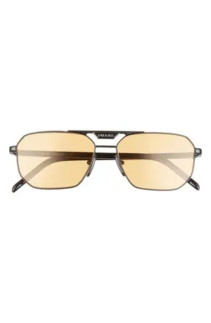 Prada Prada 57mm Aviator Sunglasses Matte Black
