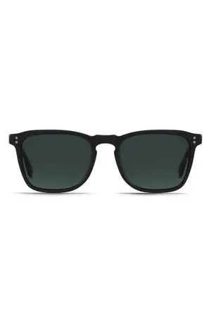 Raen Wiley Polarized Square Sunglasses - Black Matte/ Green Polar