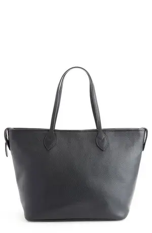ROYCE NEW YORK Leather Tote With Wristlet - Black