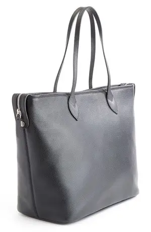 ROYCE NEW YORK Leather Tote With Wristlet - Black