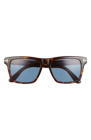 TOM FORD TOM FORD 56mm Square Sunglasses Havana/ Blue