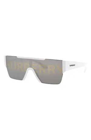 Burberry 38mm Shield Sunglasses - White/gry Burberry Slvr/gold