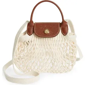 Longchamp Le Pliage Extra Small Filet Knit Shoulder Bag - Ecru