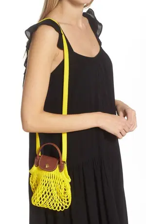 Longchamp Le Pliage Extra Small Filet Knit Shoulder Bag