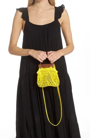 Longchamp Le Pliage Extra Small Filet Knit Shoulder Bag