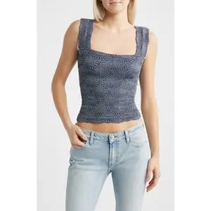 Free People Love Letter Floral Knit Camisole - Peacoat