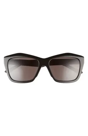 Balenciaga 57mm Rectangle Sunglasses - Black