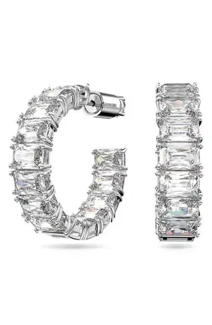 SWAROVSKI Matrix Hoop Earrings - Silver/clear Crystal
