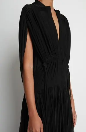 Proenza Schouler Pleated Cape Sleeve Gauze Jersey Dress