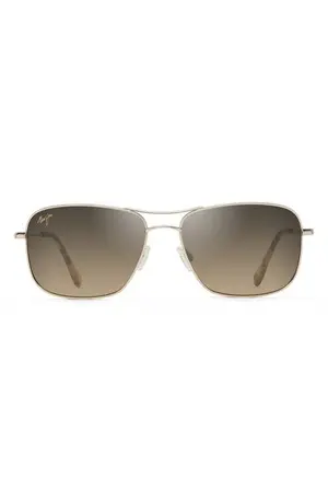 Maui Jim Maui Jim Wiki Wiki 59mm Polarized Aviator Sunglasses Gold/bronze