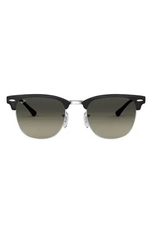 Ray-ban Clubmaster 51mm Square Sunglasses Silver/ Black/ Grey Gradient