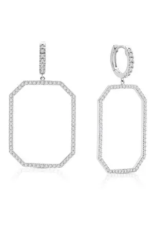 CRISLU Rectangle Huggie Hoop Earrings - Silver