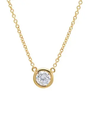 CRISLU Cubic Zirconia Bezel Pendant Necklace - 18kt Yellow Gold
