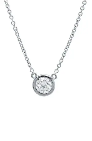 CRISLU Cubic Zirconia Bezel Pendant Necklace - Platinum