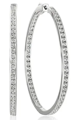 CRISLU Inside Out Cubic Zirconia Hoop Earrings - Platinum