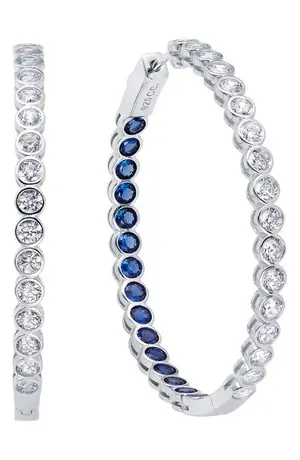CRISLU Crislu Inside Out Cubic Zirconia Hoop Earrings Sapphire