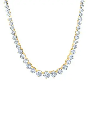 CRISLU Graduated Cubic Zirconia Tennis Necklace - Gold