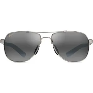 Maui Jim Aviator Sunglasses - Silver/blue/light Blue