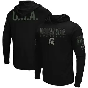 COLOSSEUM Michigan State Spartans Oht Military Appreciation Hoodie Long Sleeve T-shirt - Black
