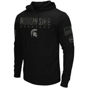 COLOSSEUM Michigan State Spartans Oht Military Appreciation Long Sleeve Hoodie T-shirt - Black
