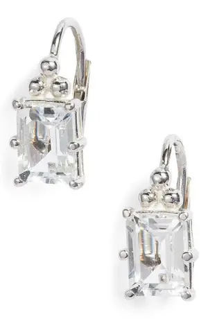 Anzie Anzie Dew Drop Carre Topaz Drop Earrings White Silver