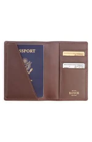 ROYCE NEW YORK Rfid Leather Passport Case - Brown