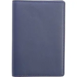 ROYCE NEW YORK Rfid Leather Passport Case Navy Blue