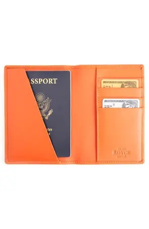 ROYCE NEW YORK Rfid Leather Passport Case - Orange